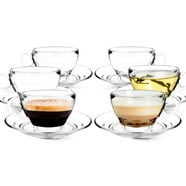 Tea Cup Set 12 Piece Cup & Saucer Set Glass Tea Party Microwave Safe ...