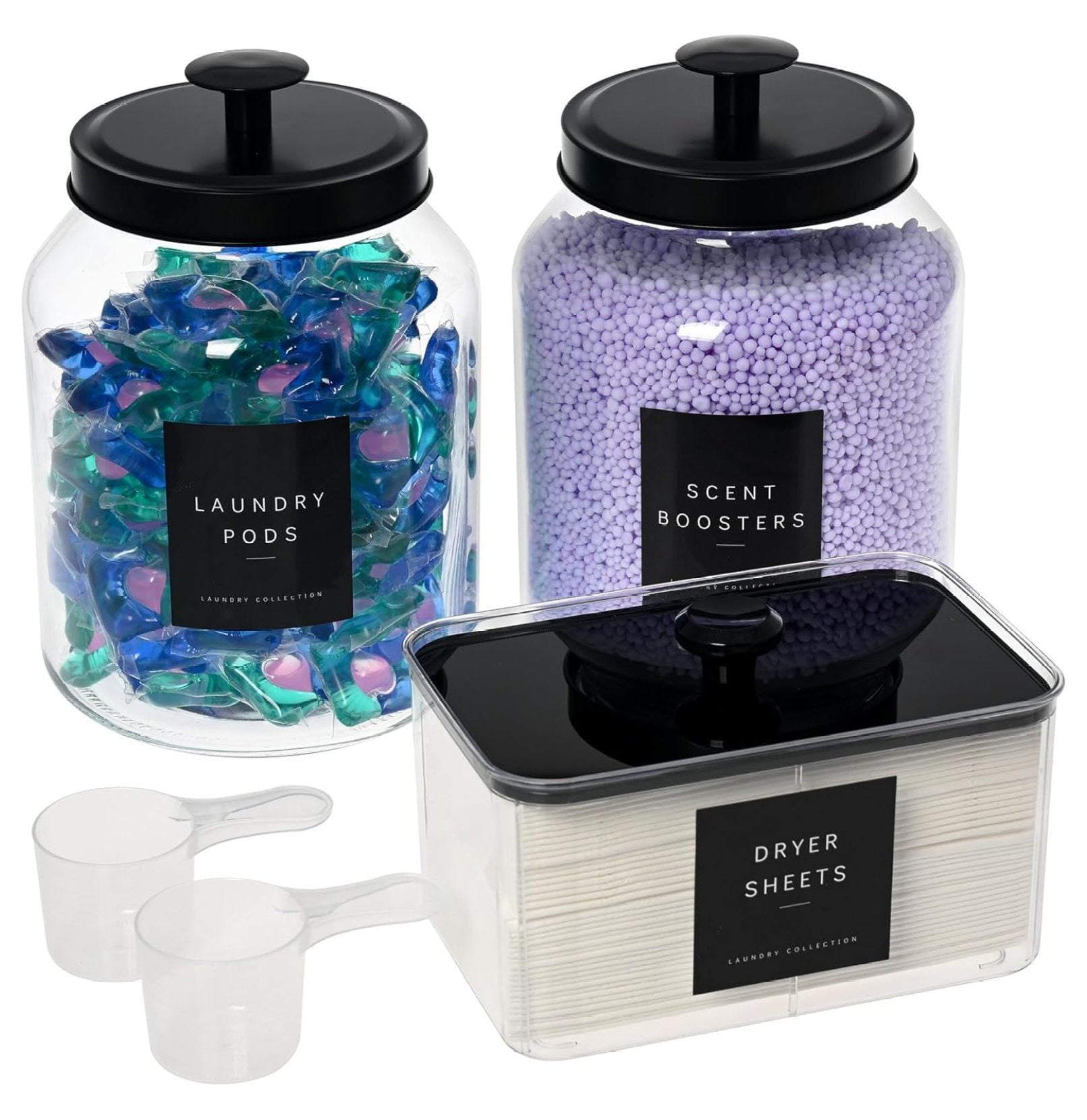 Glass Laundry Room Organization and Storage Set with Containers for ...