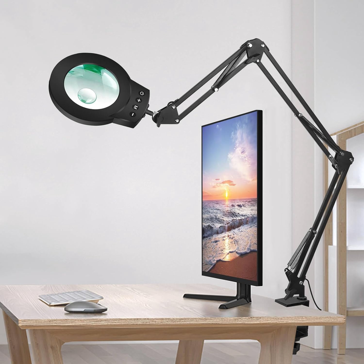 Glass Light Stand 10X 5X Swing Arm Desktop Lamp Desk Table Close Work ...