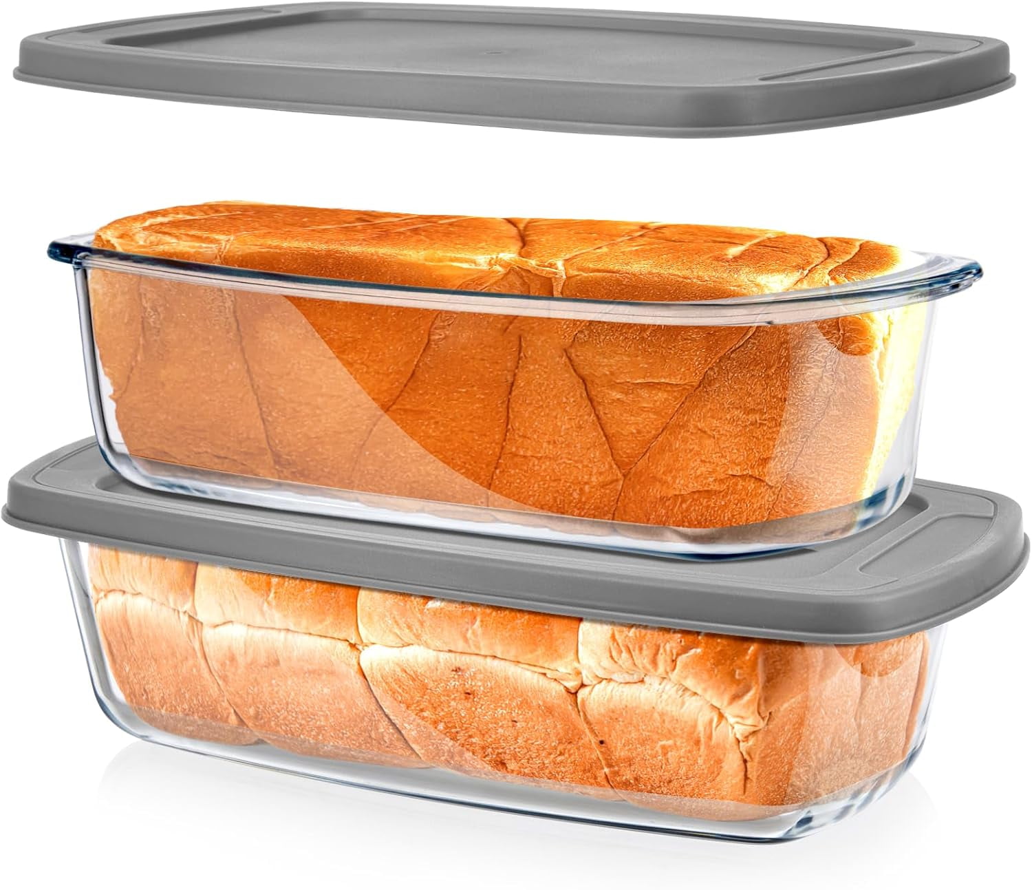 Glass Loaf Pans for Baking Bread with Lids - 1.9 Qt Glass Loaf Pan ...