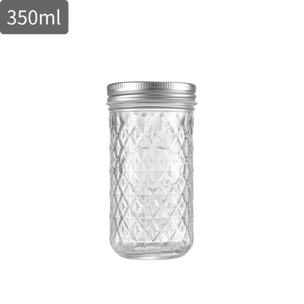 Glass Mason Jar New Diamond Pattern Transparent Split Jar Seal 120ml ...