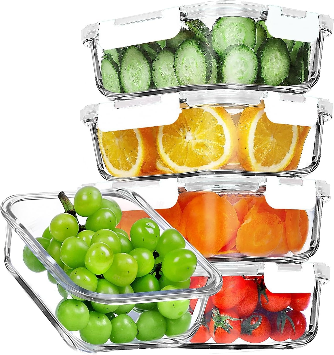 Glass Meal Prep Containers, Airtight Glass Lunch Containers Set, Glass ...