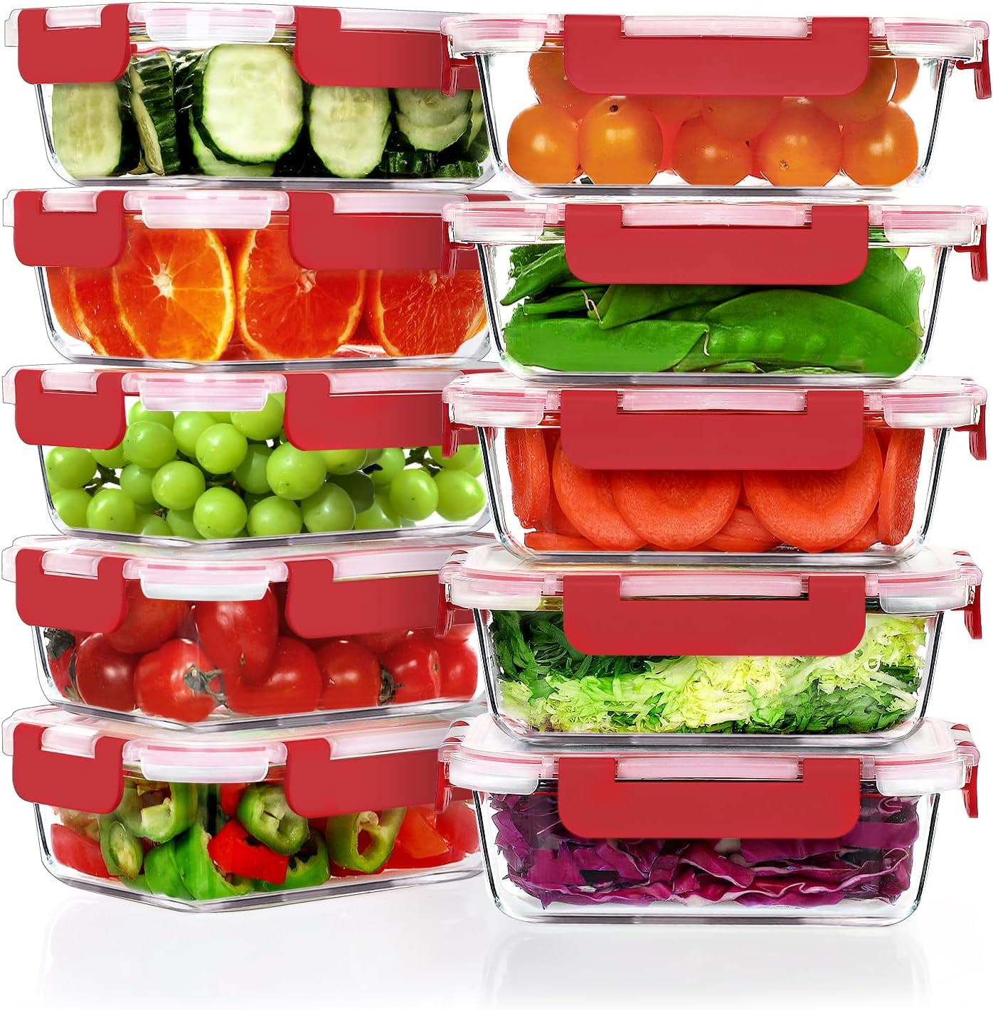 Glass Meal Prep Containers, Airtight Glass Lunch Containers Set, Glass ...