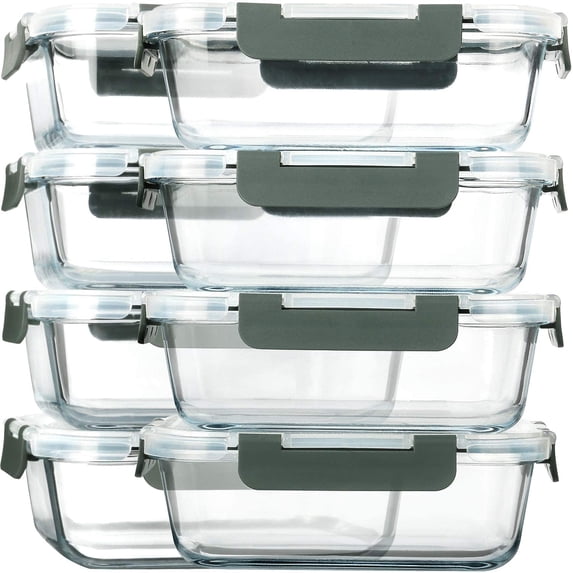 Glass Meal Prep Containers,Glass Food Storage Containers,Airtight lunch ...