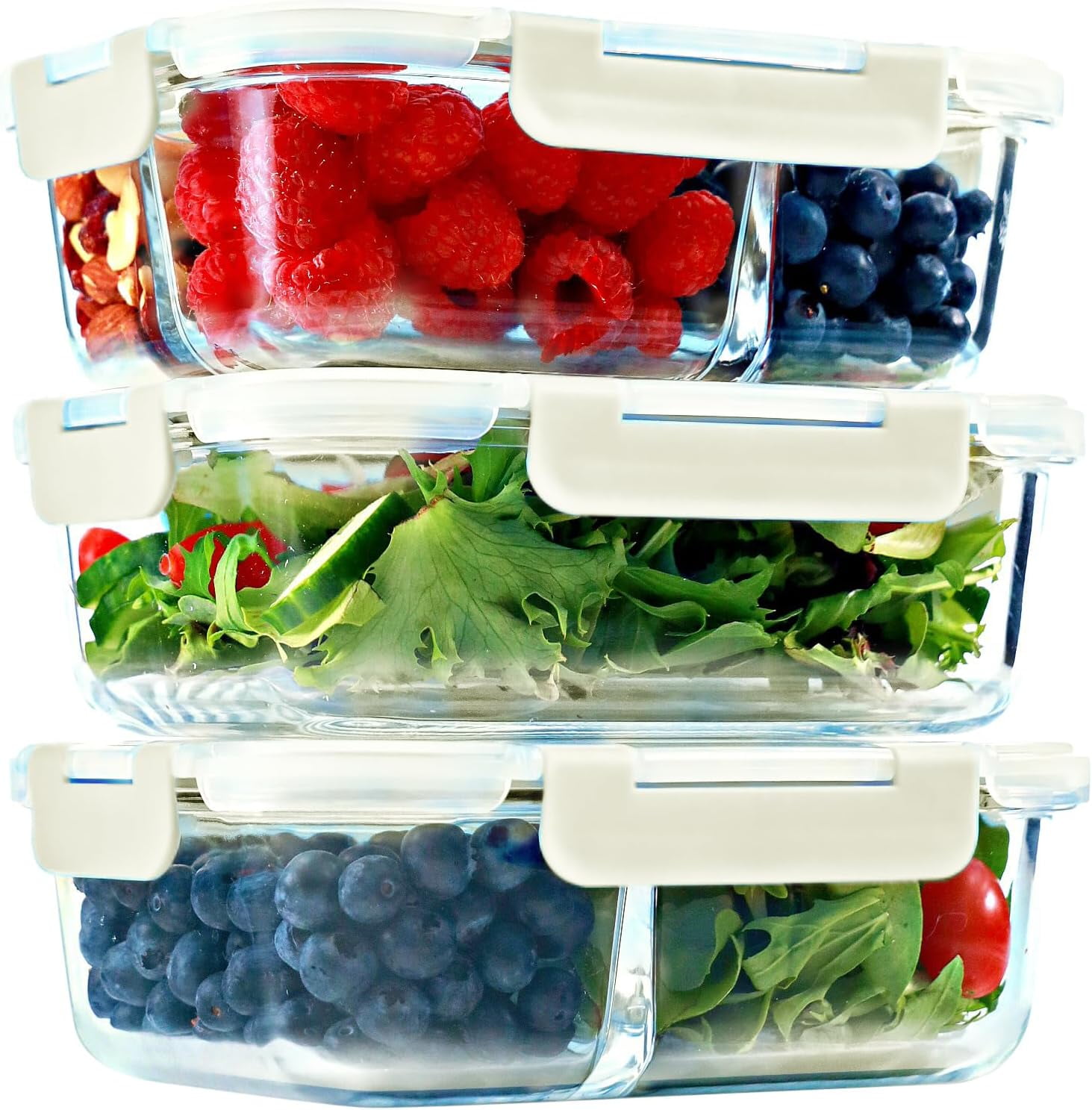 Glass Meal Prep Containers, Portion Control, Lunch Container Set, Food ...