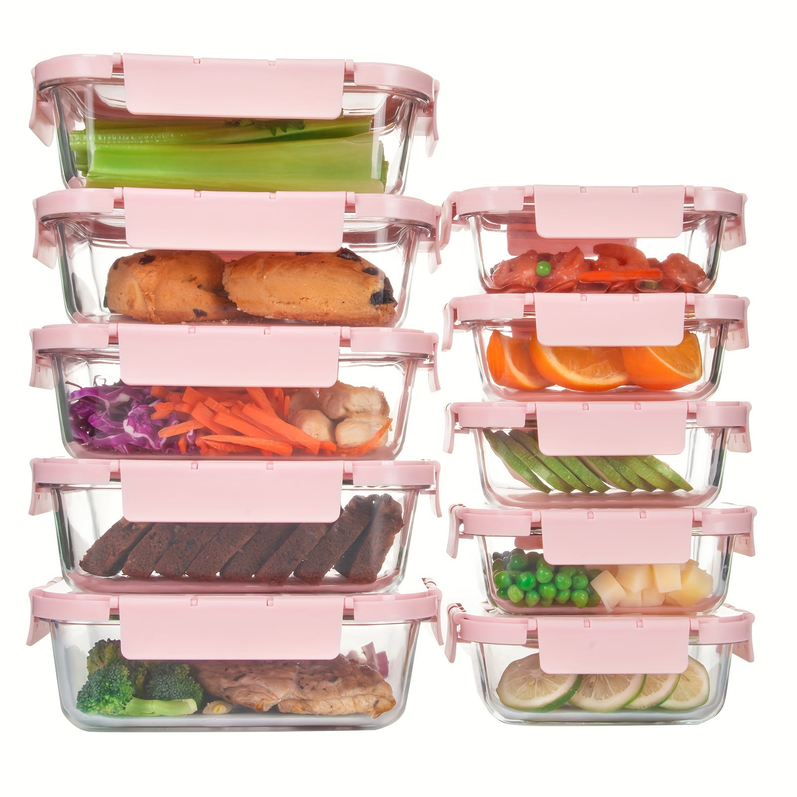 Glass Meal Prep Containers with Steam Vent, Food Storage Containers ...