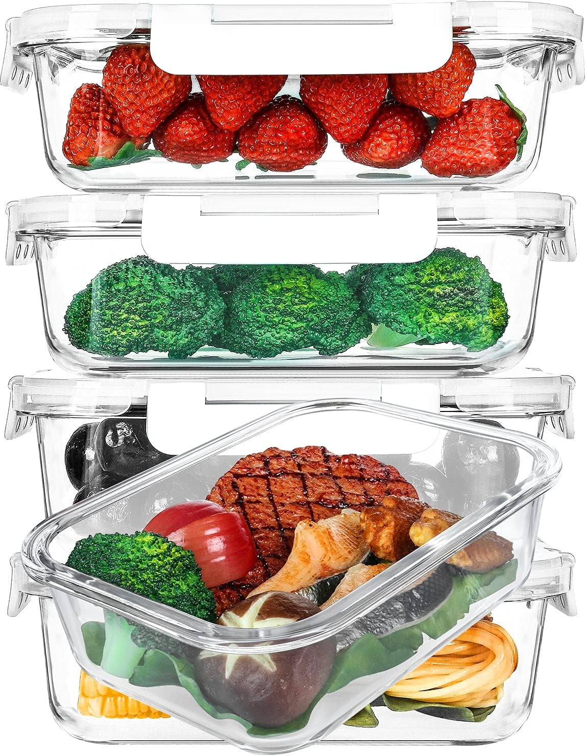 Glass Meal Prep Containers with Locking Lids Glass Food Containers ...