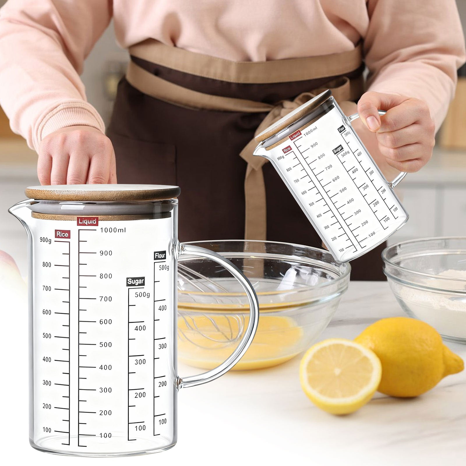 Glass Measuring Cup Basdi 1000Ml Glass Measuring Cup with Scale - High ...