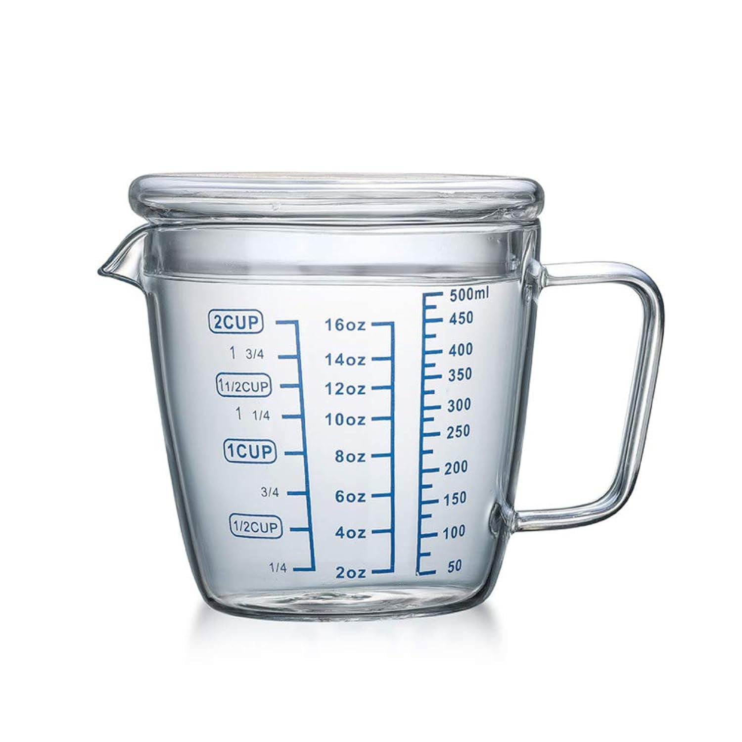 Glass Measuring Cup with Lid Handle, Borosilicate V-Shaped Spout ...