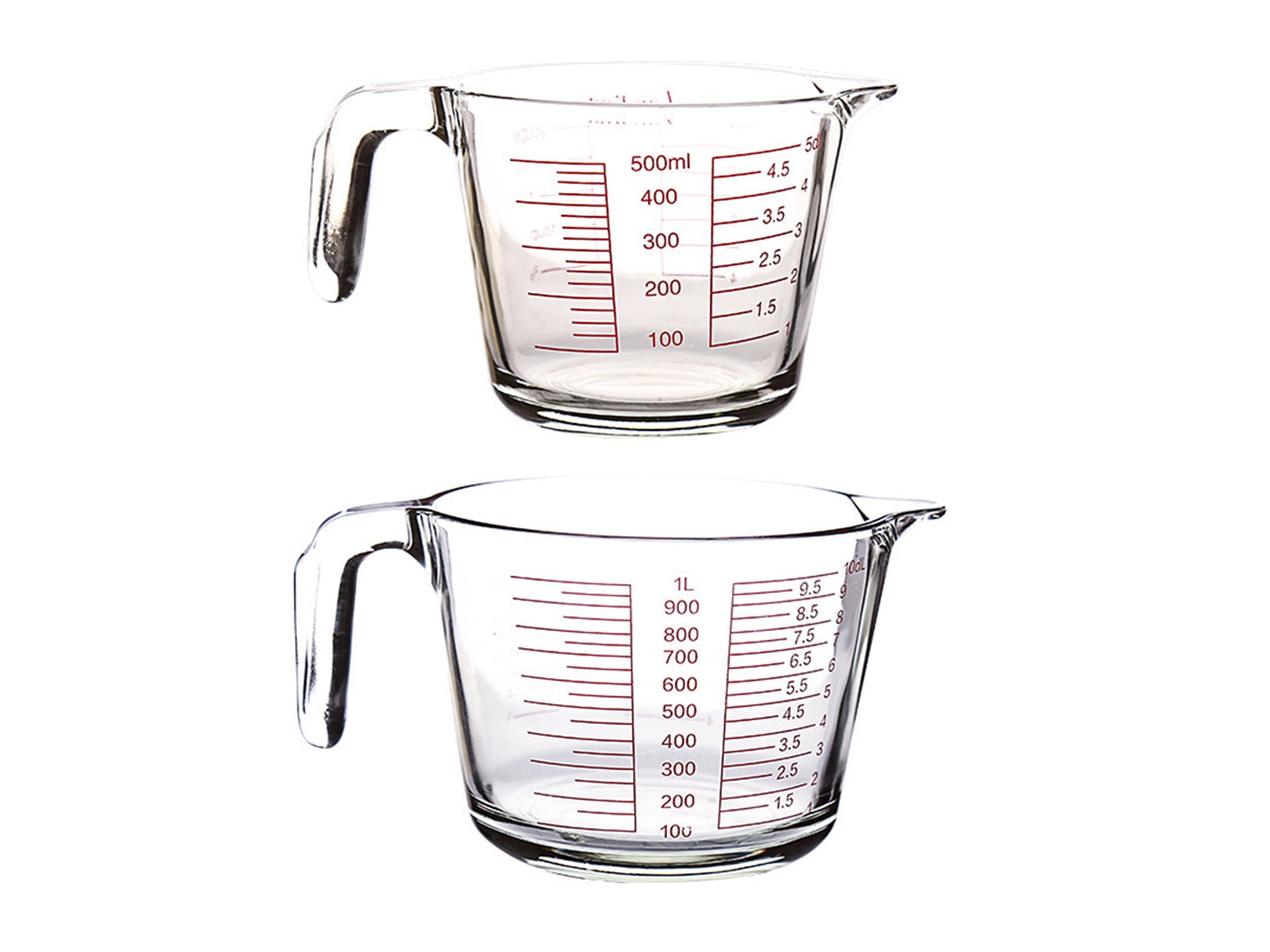 Glass Measuring Cup Set with Lids (16 and 34 oz) - Heat-Resistant ...