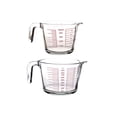 Glass Measuring Cup Set with Lids (16 and 34 oz) - Heat-Resistant ...