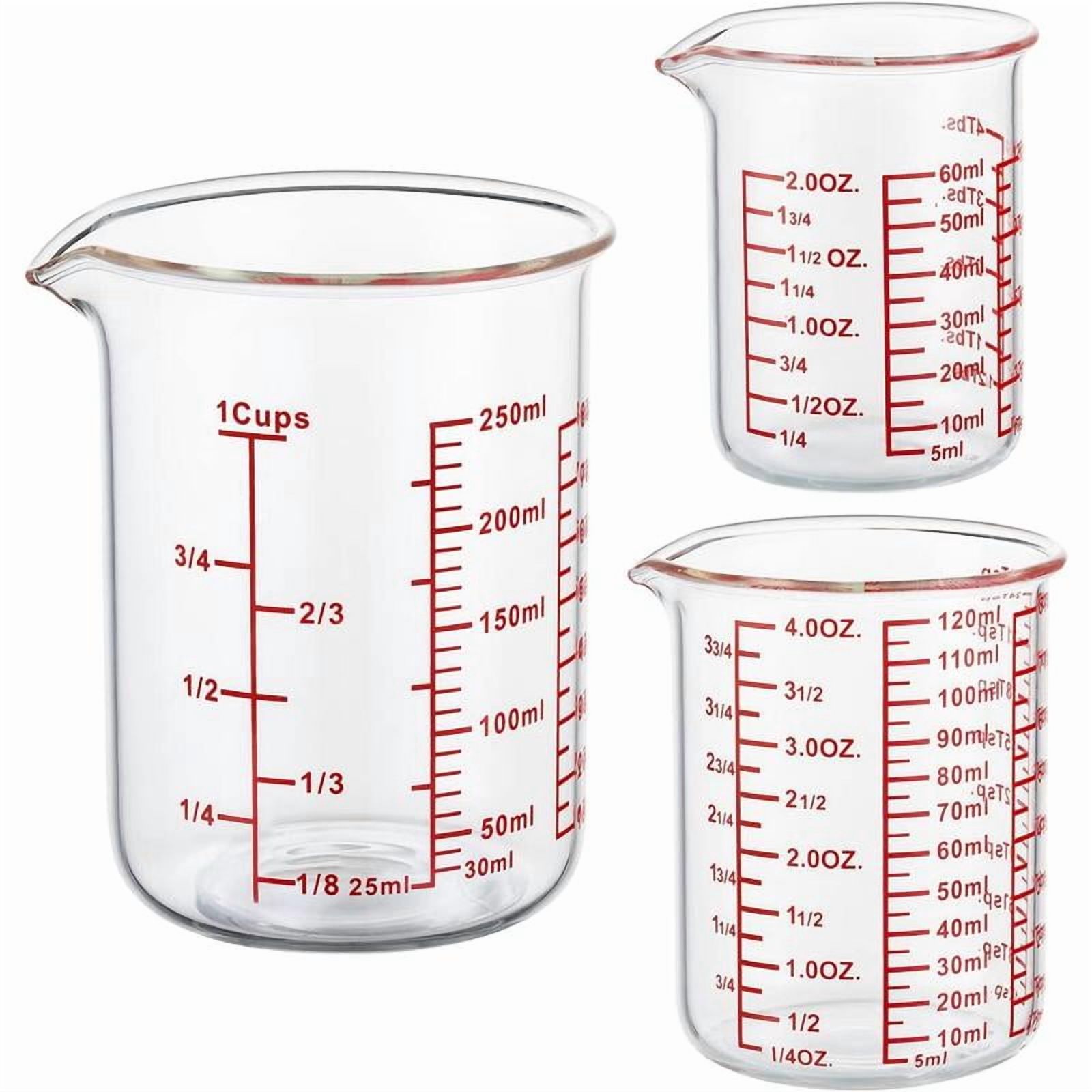 Glass Measuring Cup Set-V-Shaped Spout,Includes 60ml(2OZ), 120ml(4OZ ...