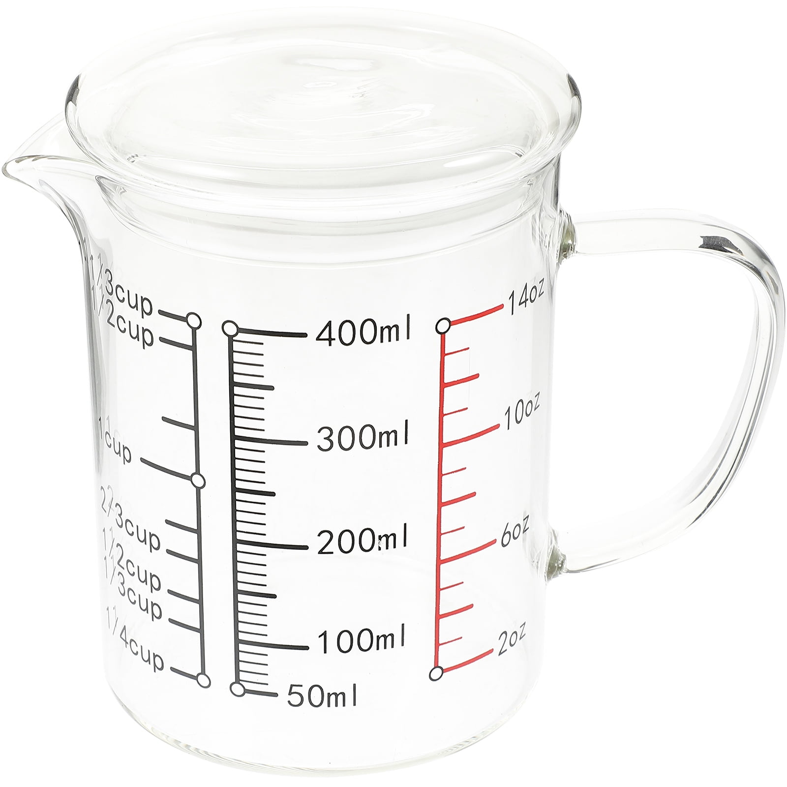 SEWOART Transparent Glass Measuring Cup with Lid for Home and Office ...