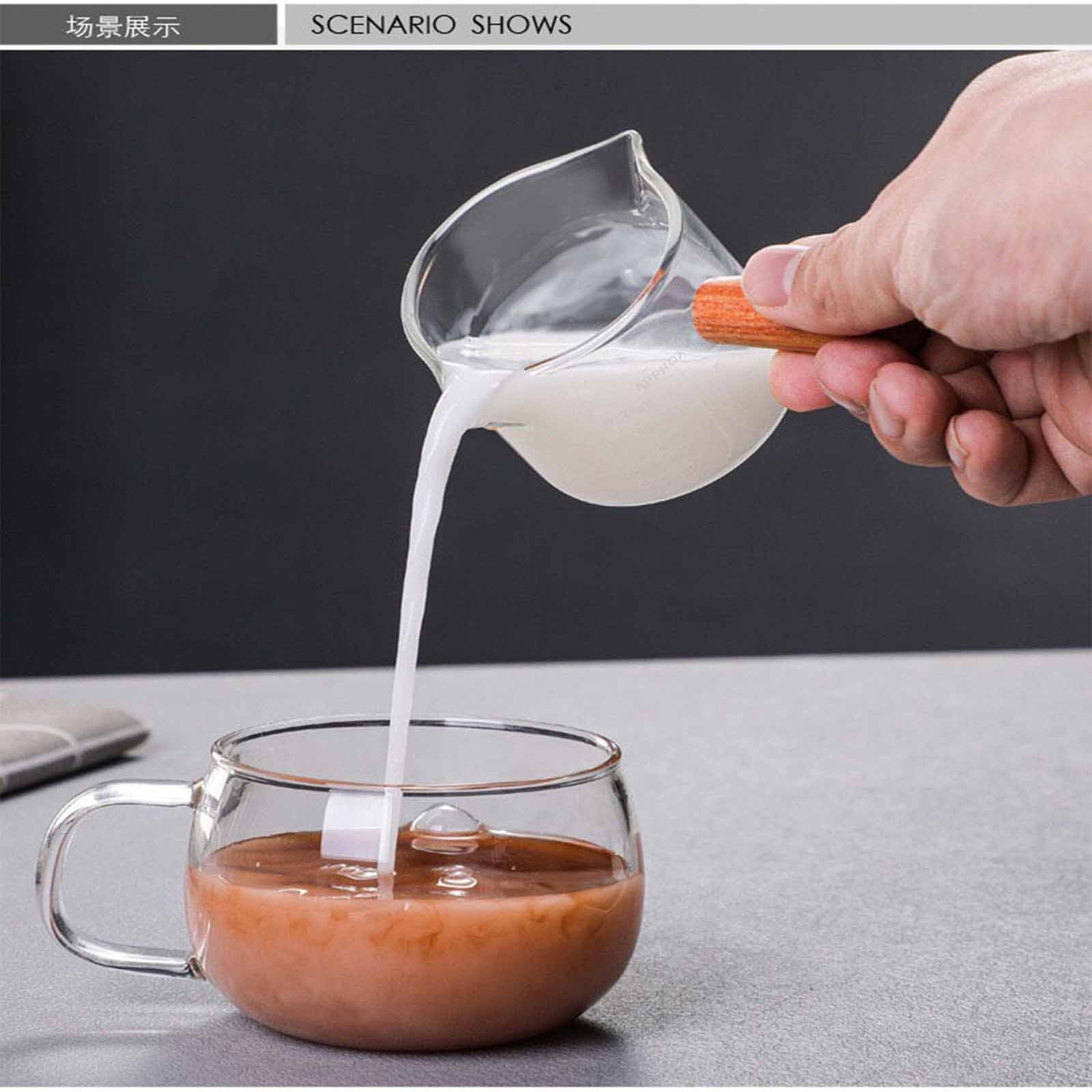 Glass Measuring Cup with Spout and Wooden Handle for Kitchen, Clear ...