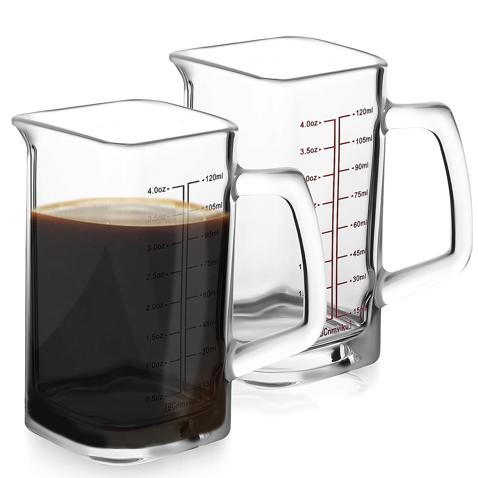 Glass Measuring Cups 4 Ounce/120ML Transparent Coffee Mug Liquid ...