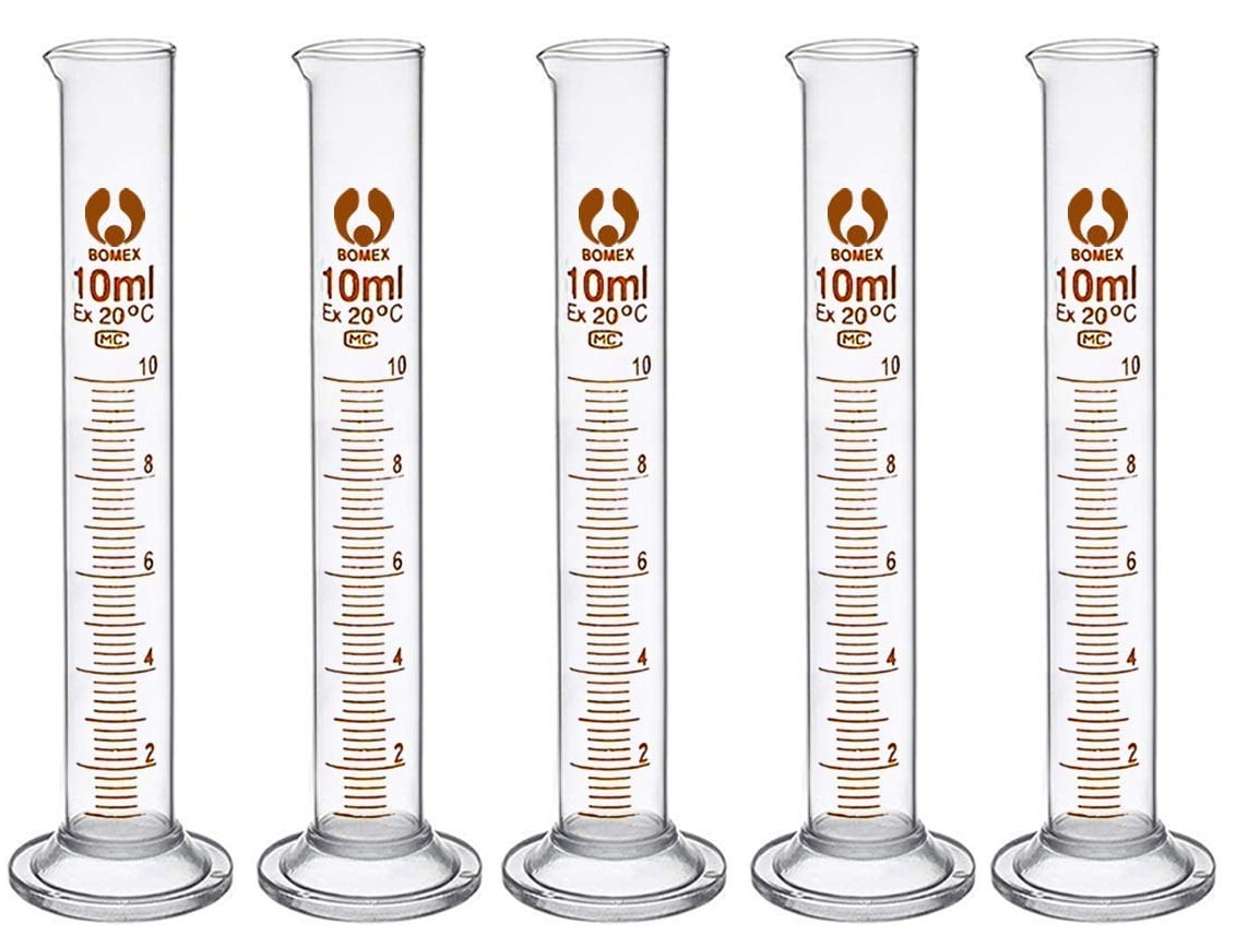 Glass Measuring Cylinder 10ml (PACK OF 5) Borosilicate glass by Sponix BioRx - Walmart.com