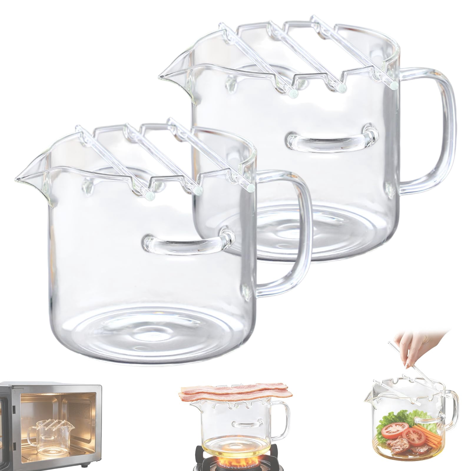Glass Microwave Bacon Cooker, Heat Resistant, Non-Stick Oil, Glass ...