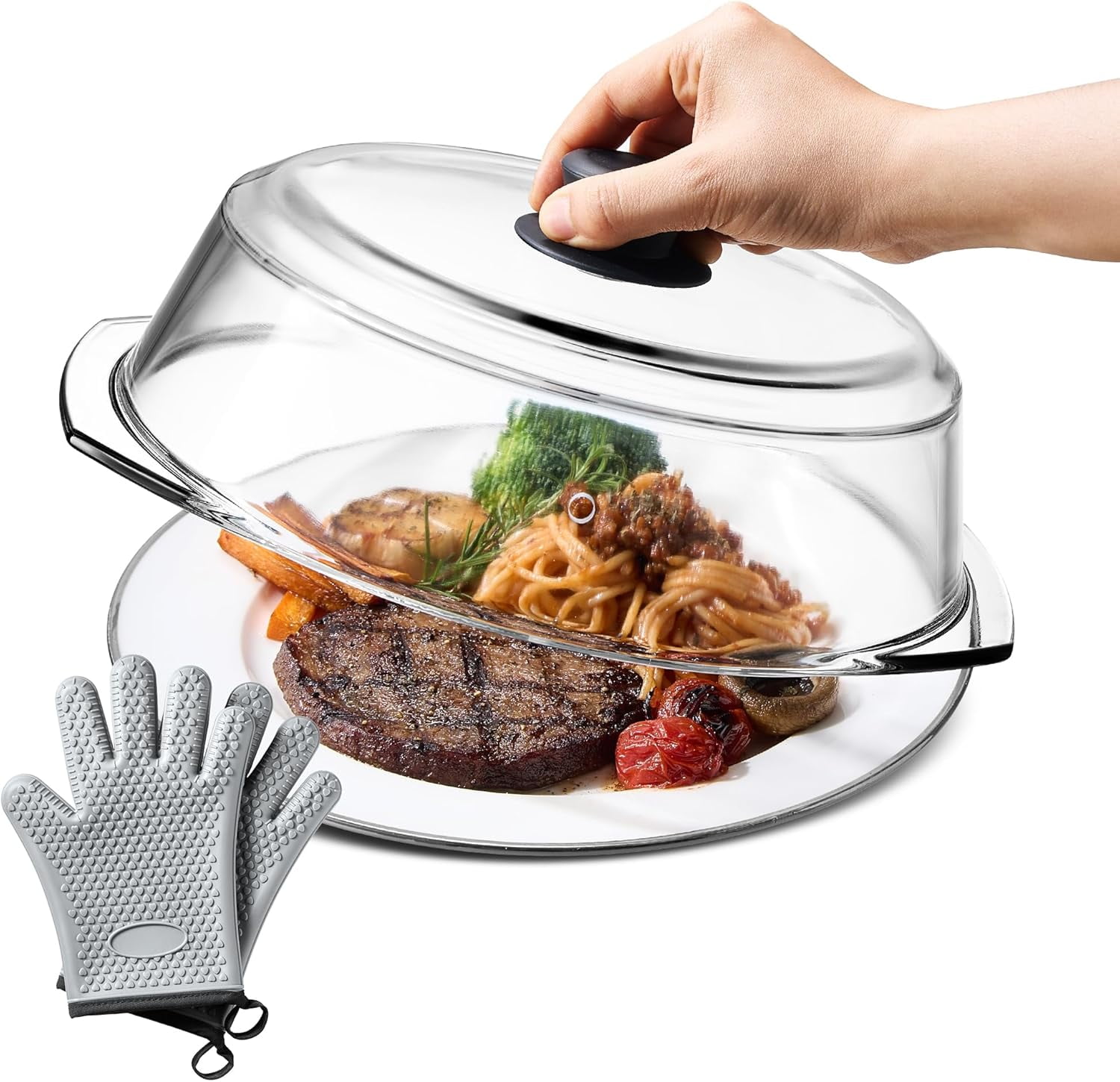 Glass Microwave Splatter Cover for Food Plates & Cookware with Oven ...