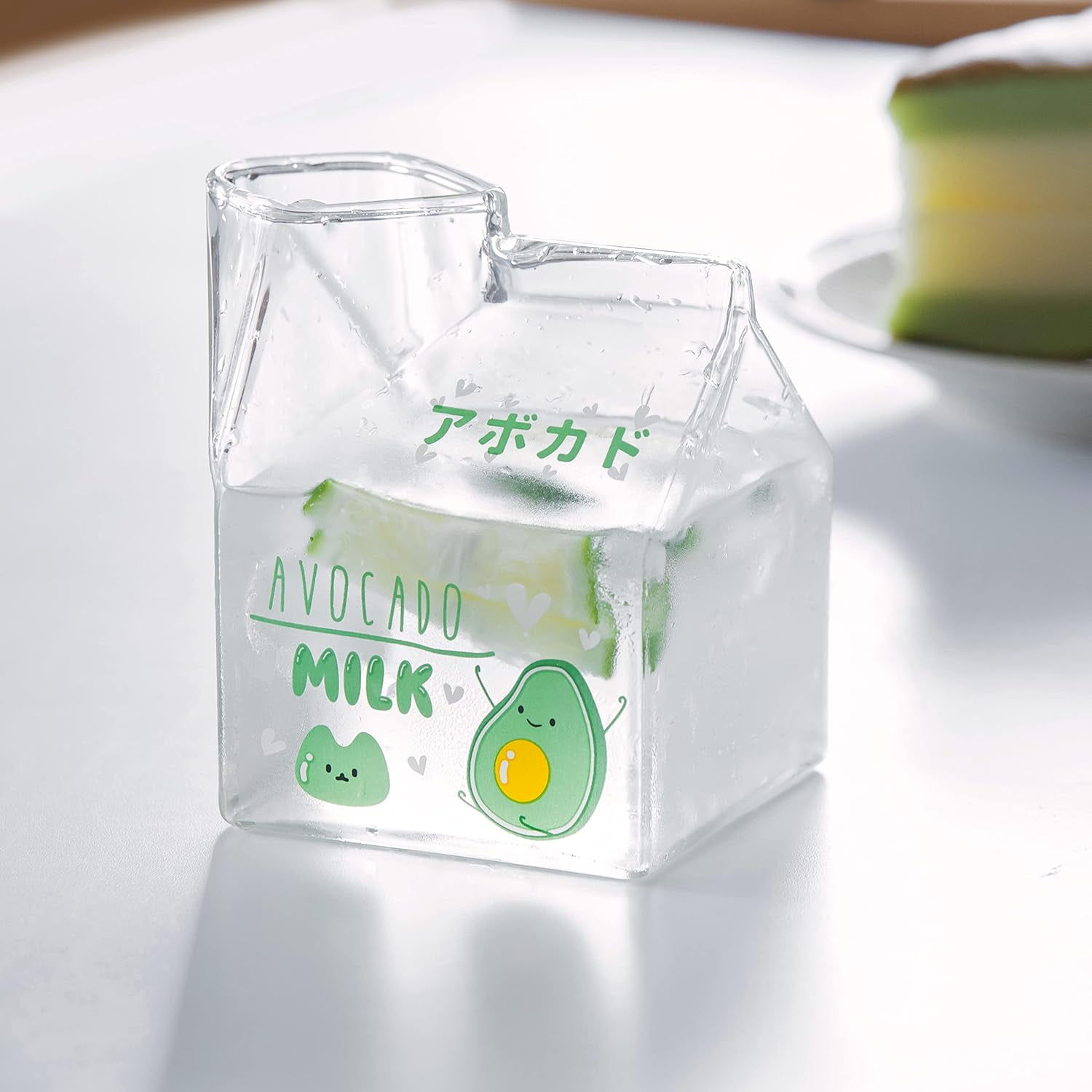 Glass Milk Carton Creamer Pitcher Cute Clear Kawaii Milk Carton Cup ...
