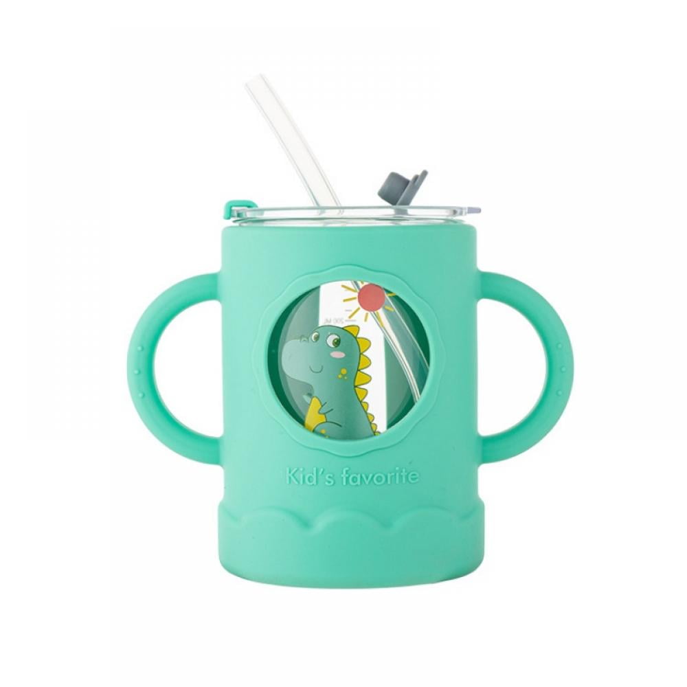 Glass Milk Cup with Straw and Lid 8.5oz Cup Cute Heat-resistant Tumbler ...