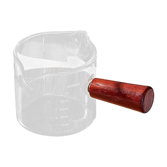 Glass Milk Pitcher With Wooden Handle And Double Spout, Measuring Cup ...