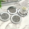 Glass Mirrored Coaster 4 PC, Crushed Diamond Round 4" Cup Mat Decor on ...