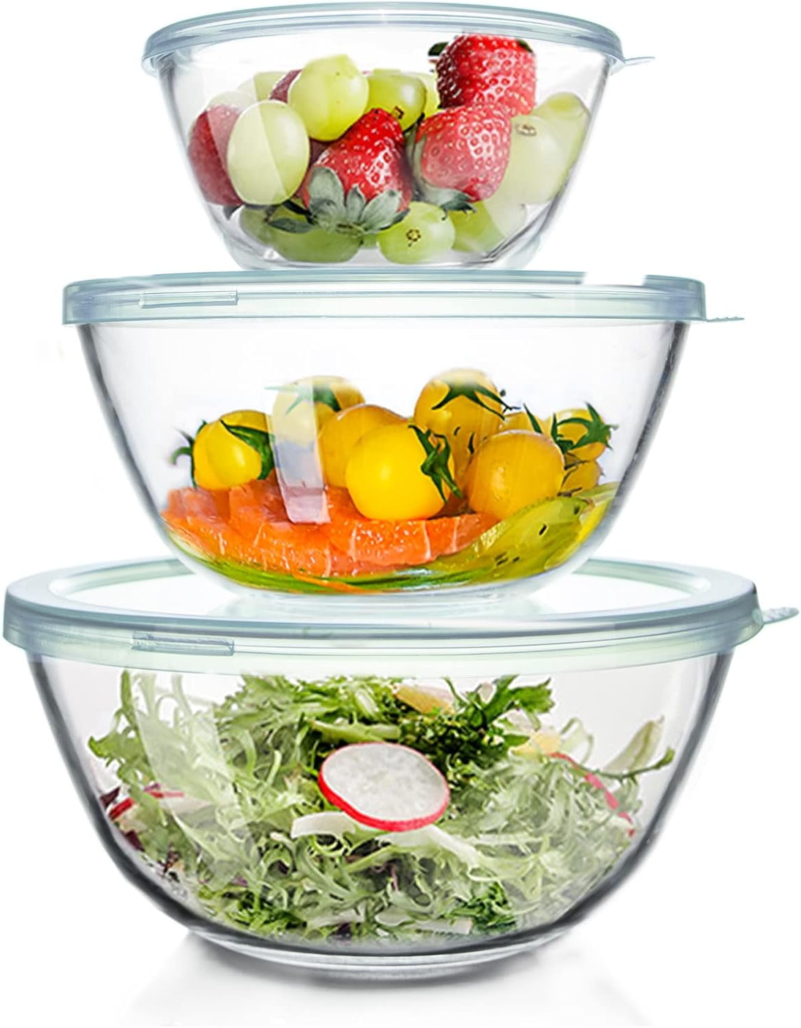 Glass Mixing Bowls Glass Bowls with Lids Set,Large Salad Bowls,glass ...