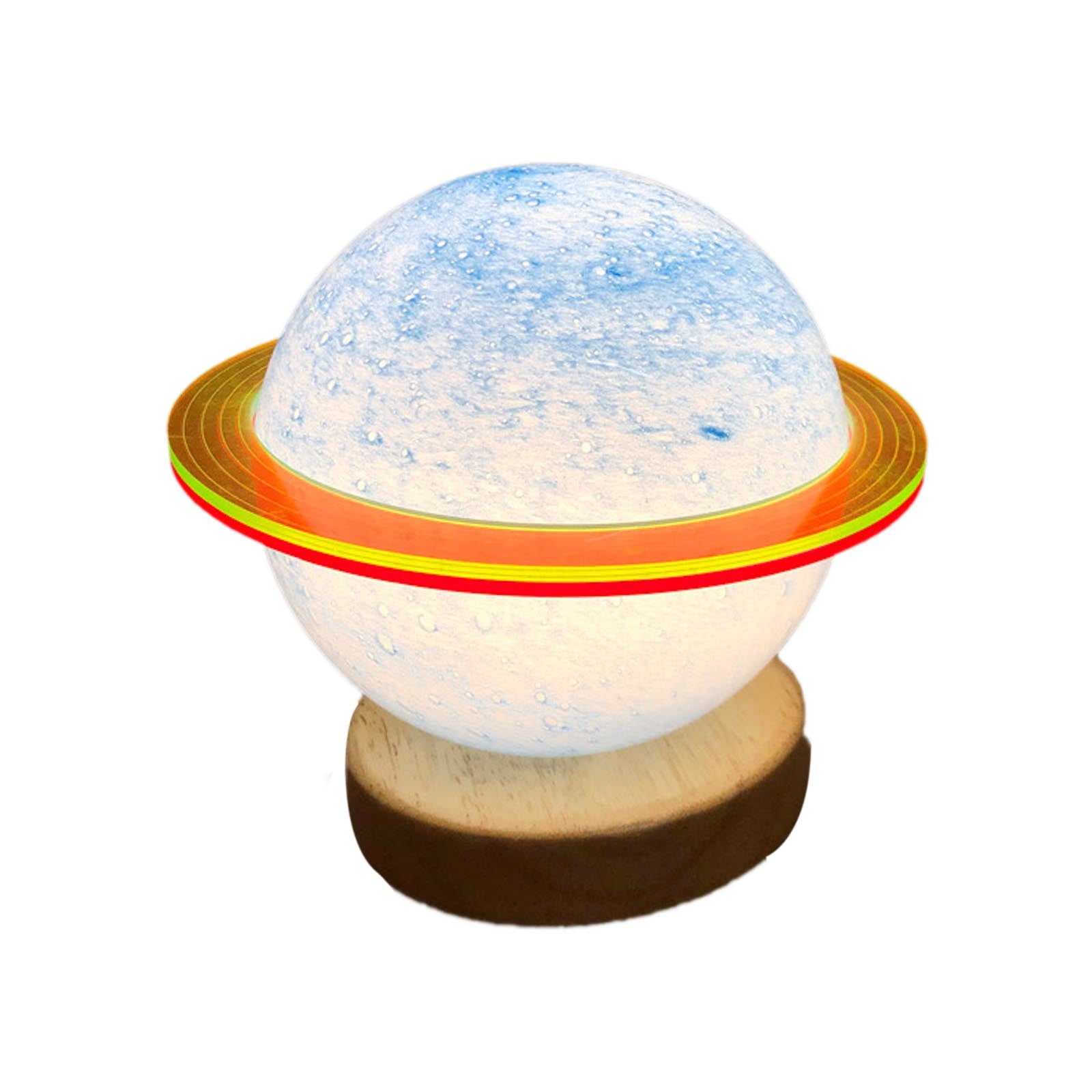 Glass Moon Lights Night Galaxy Lamp With Wooden Stand 3.15in Light ...
