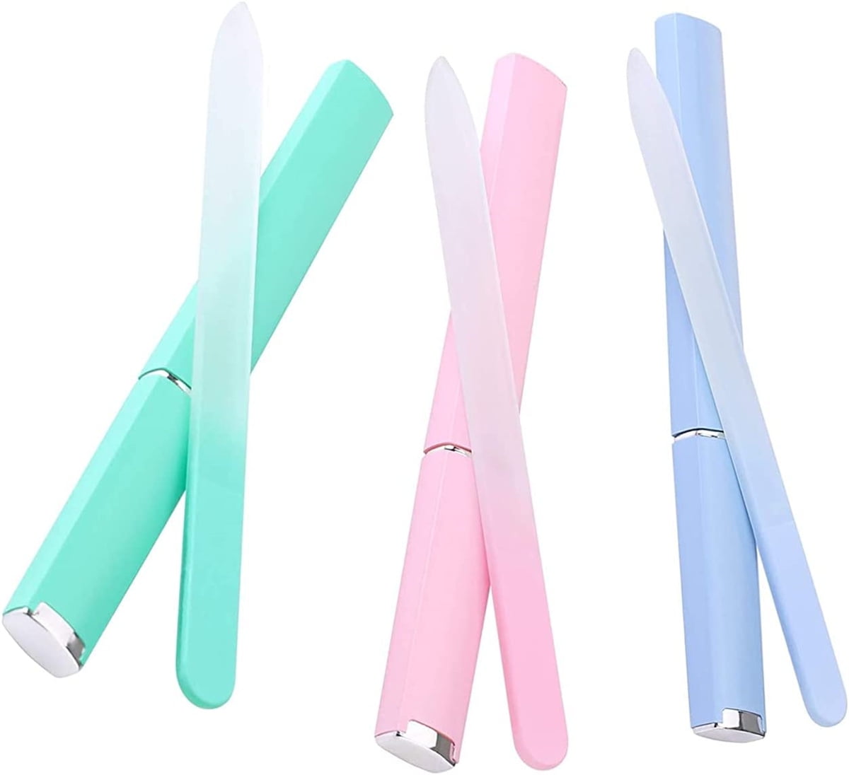 Glass Nail File 3 Pack,Nail File,Glass Nail File with Case,Fingernail ...