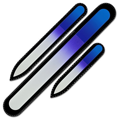 Glass Nail File - Mont Bleu Premium Set of 3 Crystal Nail Files in ...