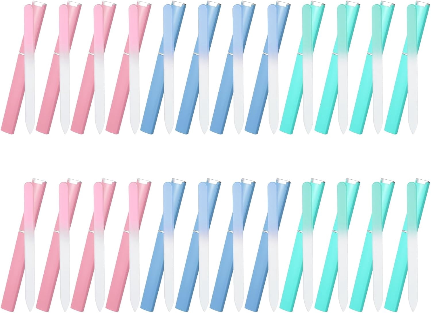 Glass Nail File Set - 24pcs Fingernail Files with Case, Professional ...