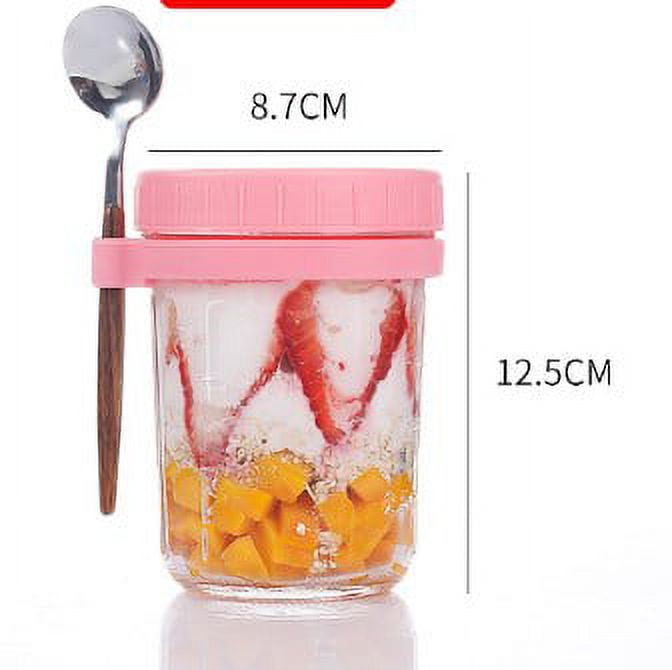Glass Oats Cup Portable Lidded Airtight Overnight Yogurt Oatmeal Cup ...