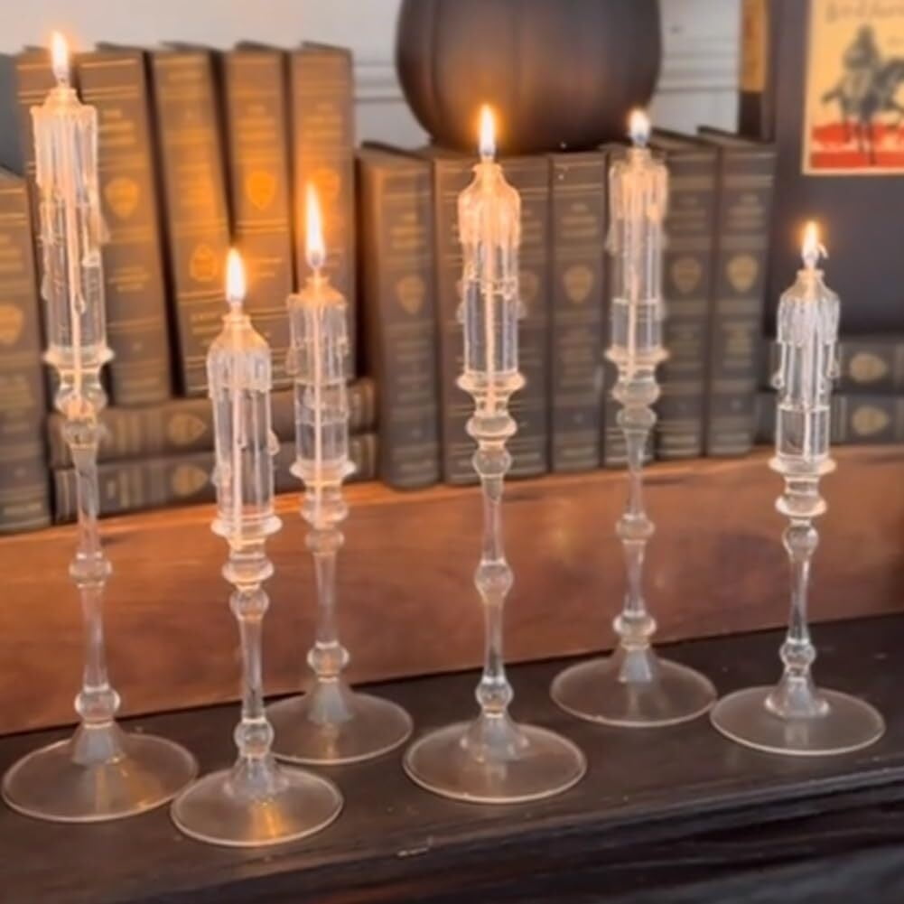 Glass Oil Candle Stick, Classic Taper Oil Candle Refillable Liquid ...