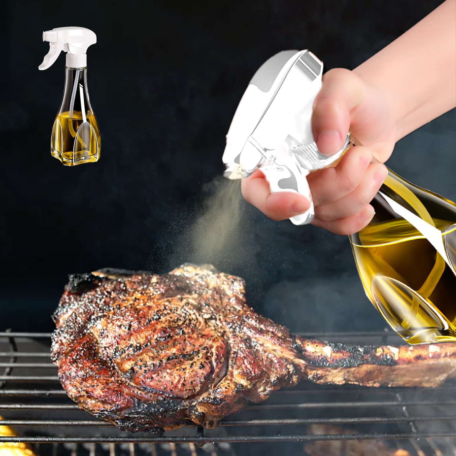 Glass Oil Spray Bottle for Kitchen, BBQ & Baking - 240ml Capacity ...