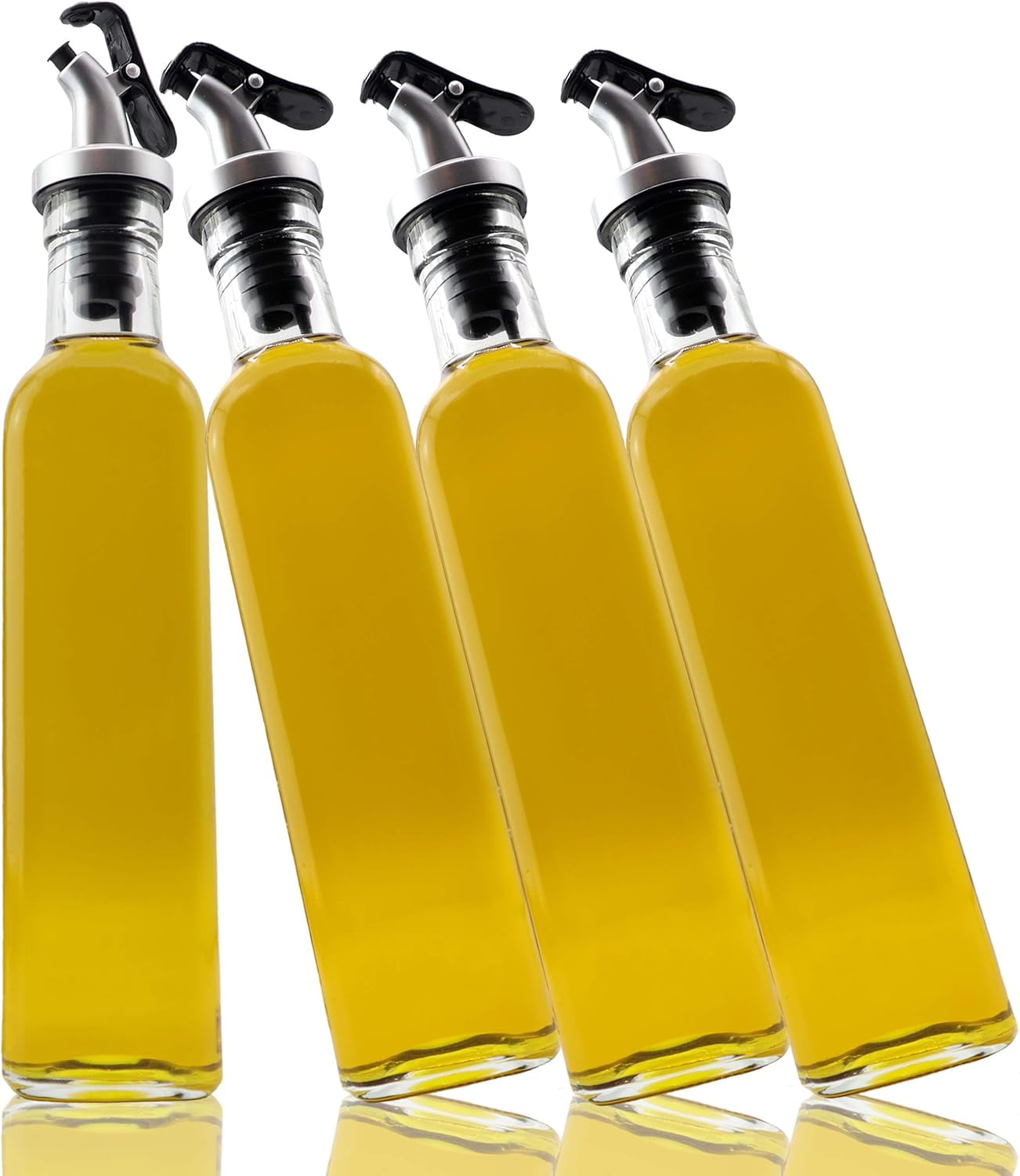 Glass Oil Vinegar Dispenser Set, Space-Saving Square Shape with ...