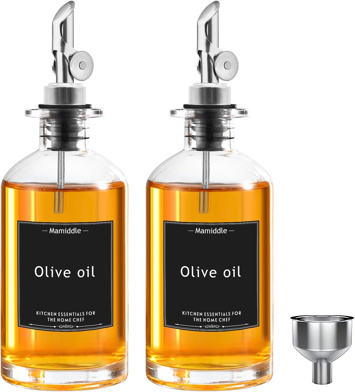 Glass Olive Oil and Vinegar Dispenser Set, 2PCS Oil Bottles with ...