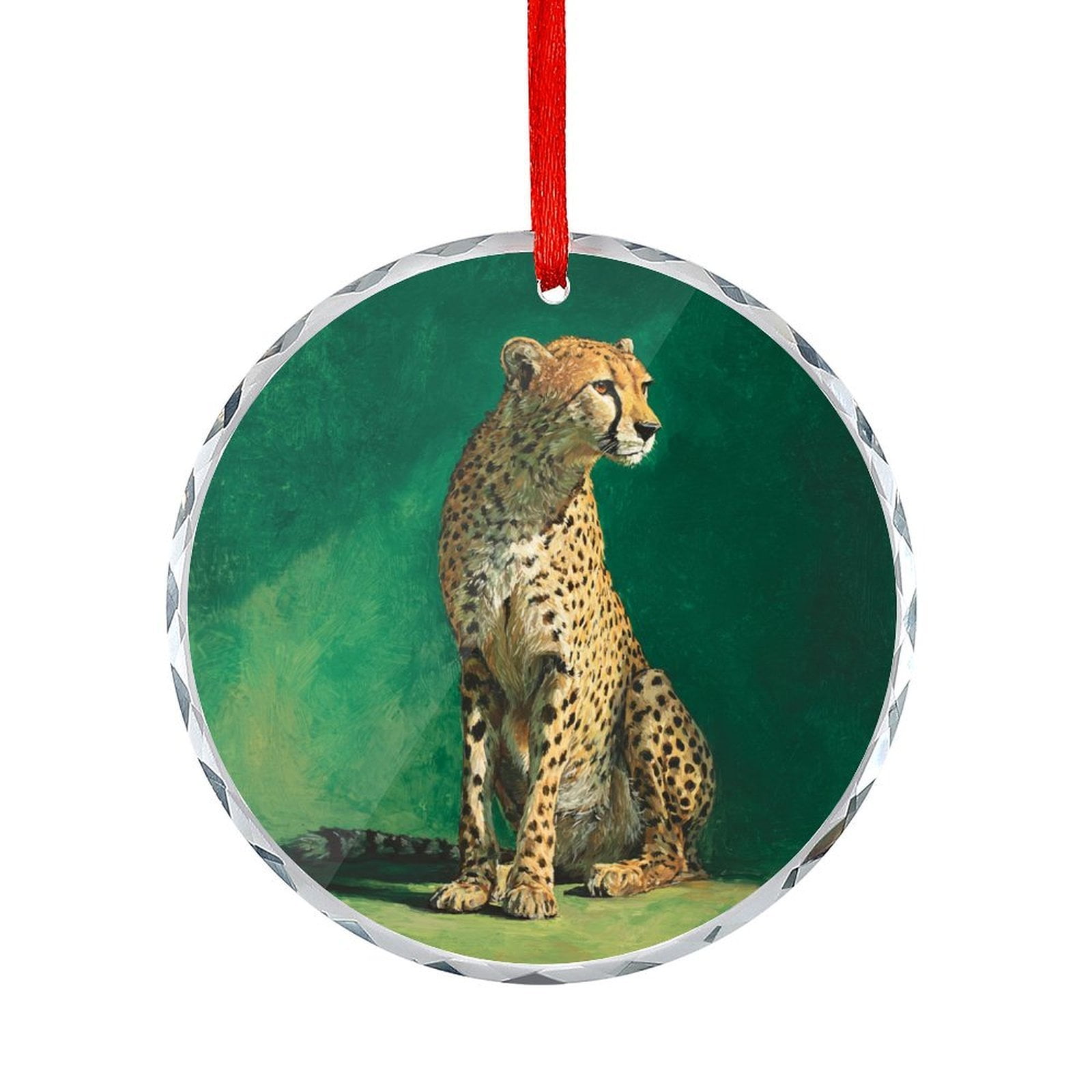 Glass Ornament Cheetah Sitting Christmas Glass Decoration Jungle Wild ...