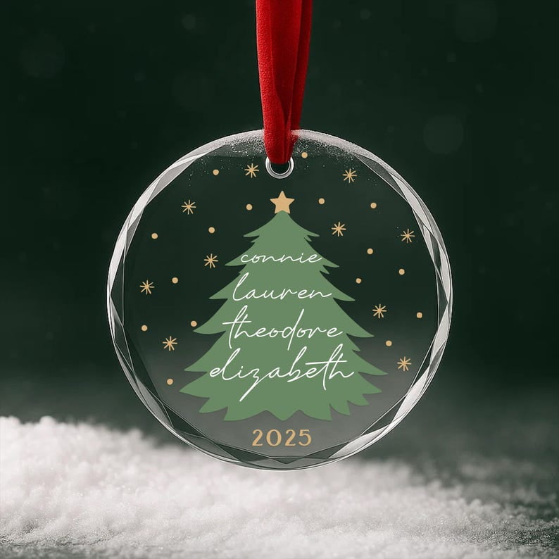 Glass Ornament, Family Names Xmas Tree Ornament – Personalized Glass ...