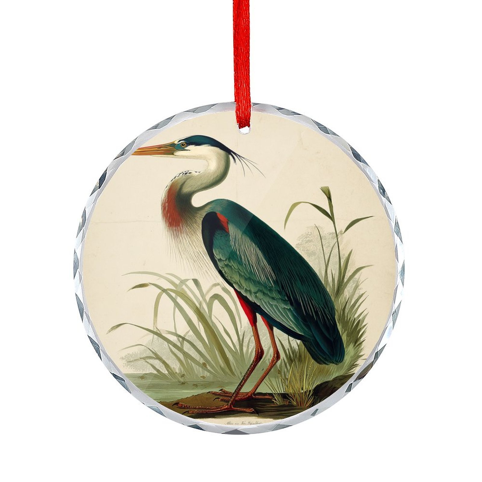 Glass Ornament Great Blue Heron Birds of America Round Ornament Funny ...