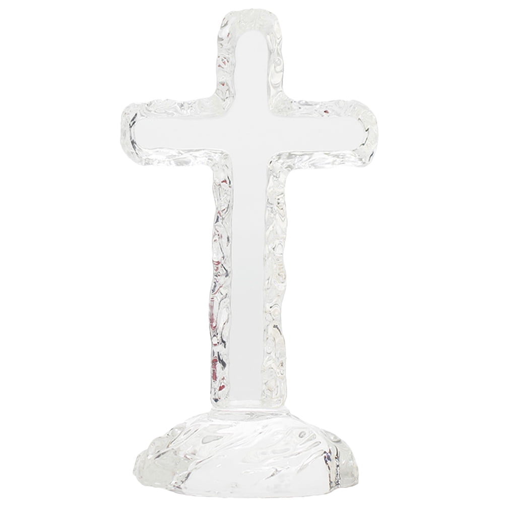 Glass Ornaments Cross Decor Christian Table Altar Crystal Decorations ...