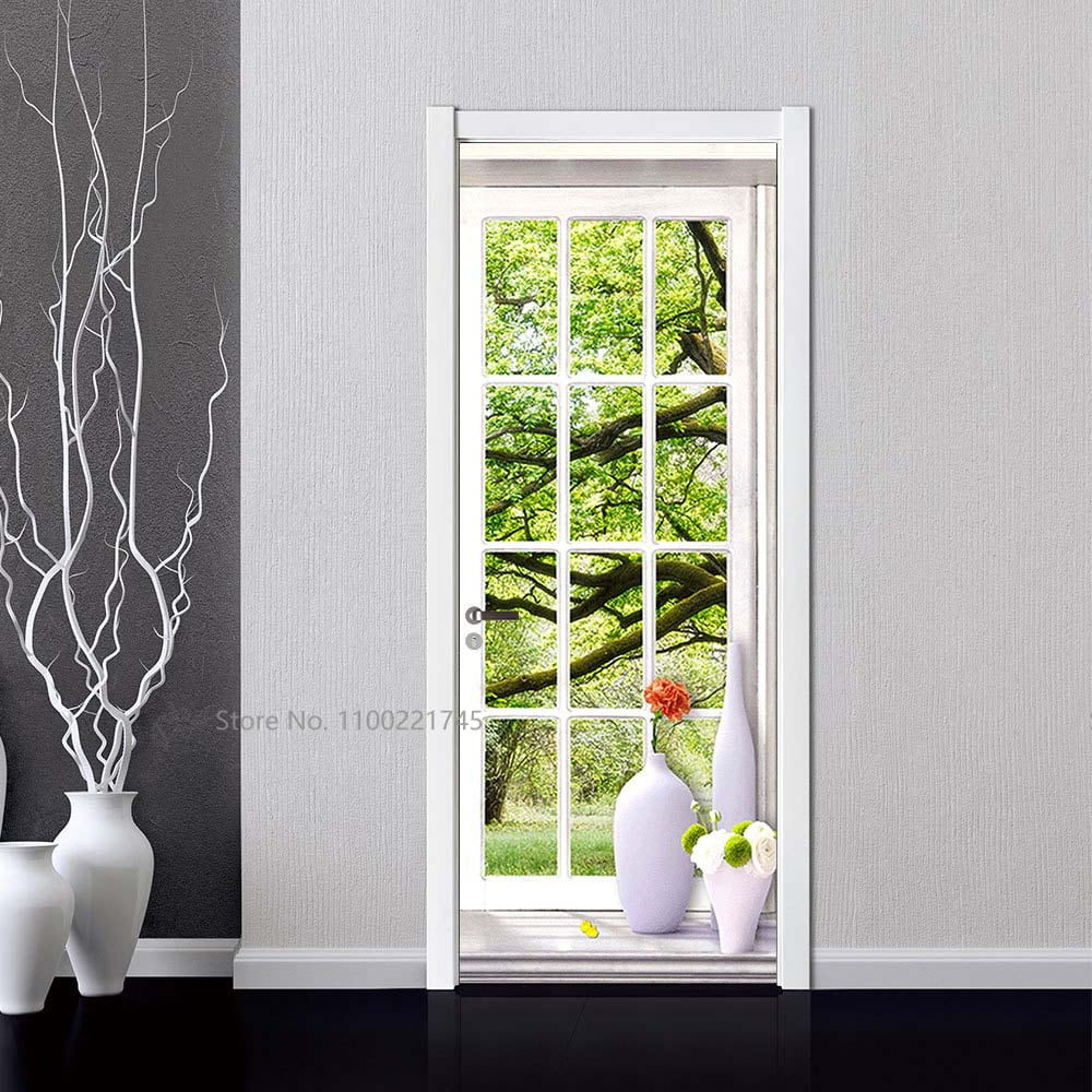 Glass Outdoor Landscape Whole Door Sticker Living Room Decoration ...