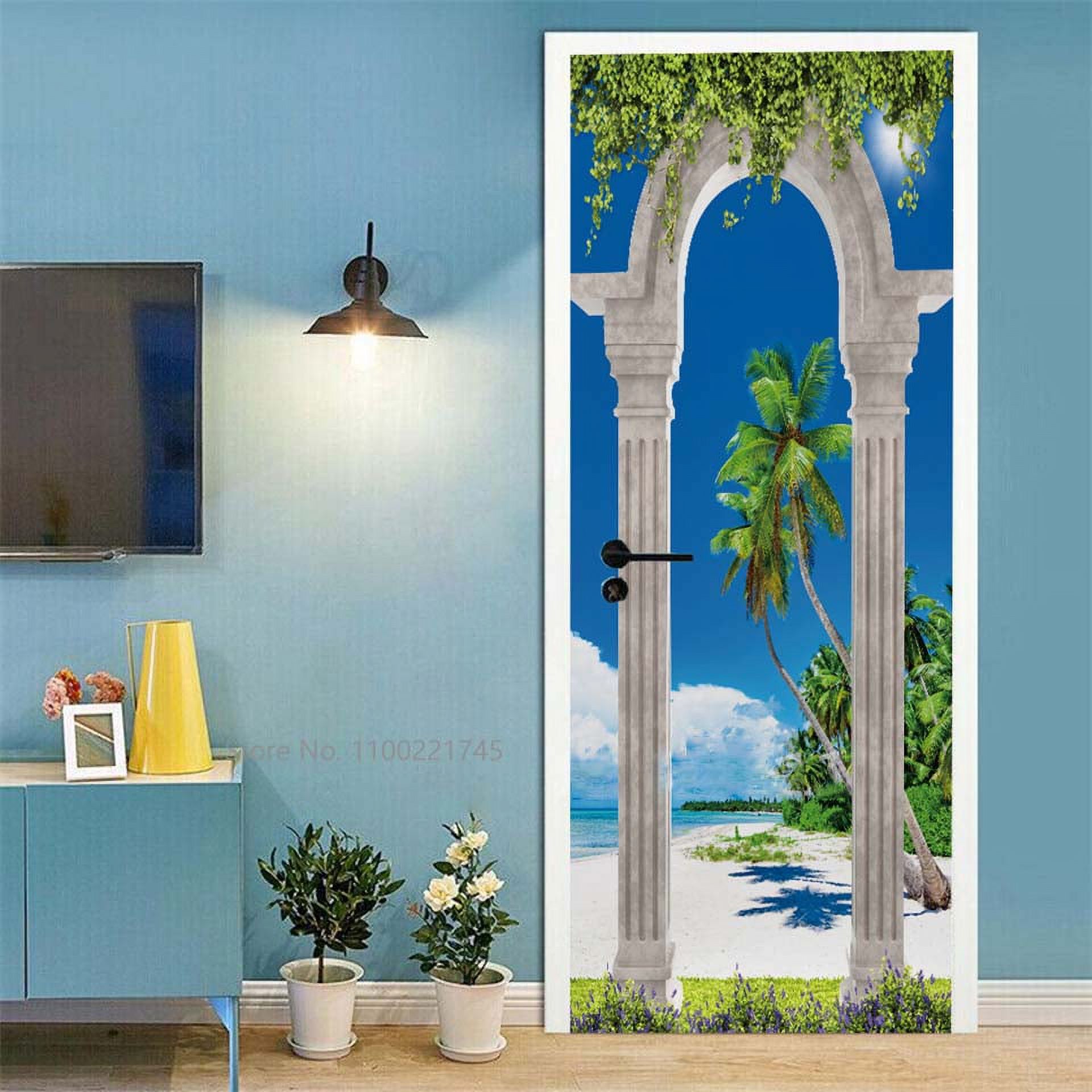 Glass Outdoor Landscape Whole Door Sticker Living Room Decoration ...