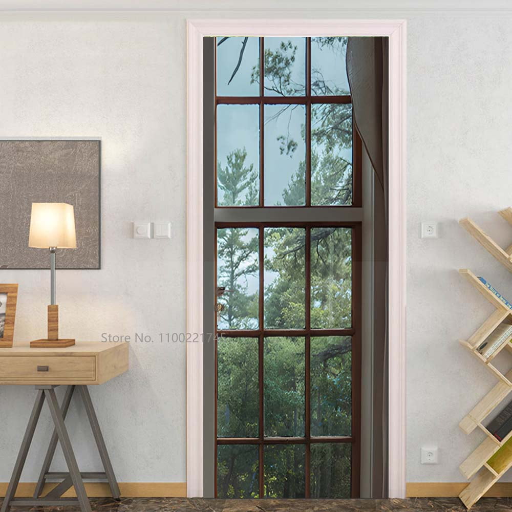Glass Outdoor Landscape Whole Door Sticker Living Room Decoration ...