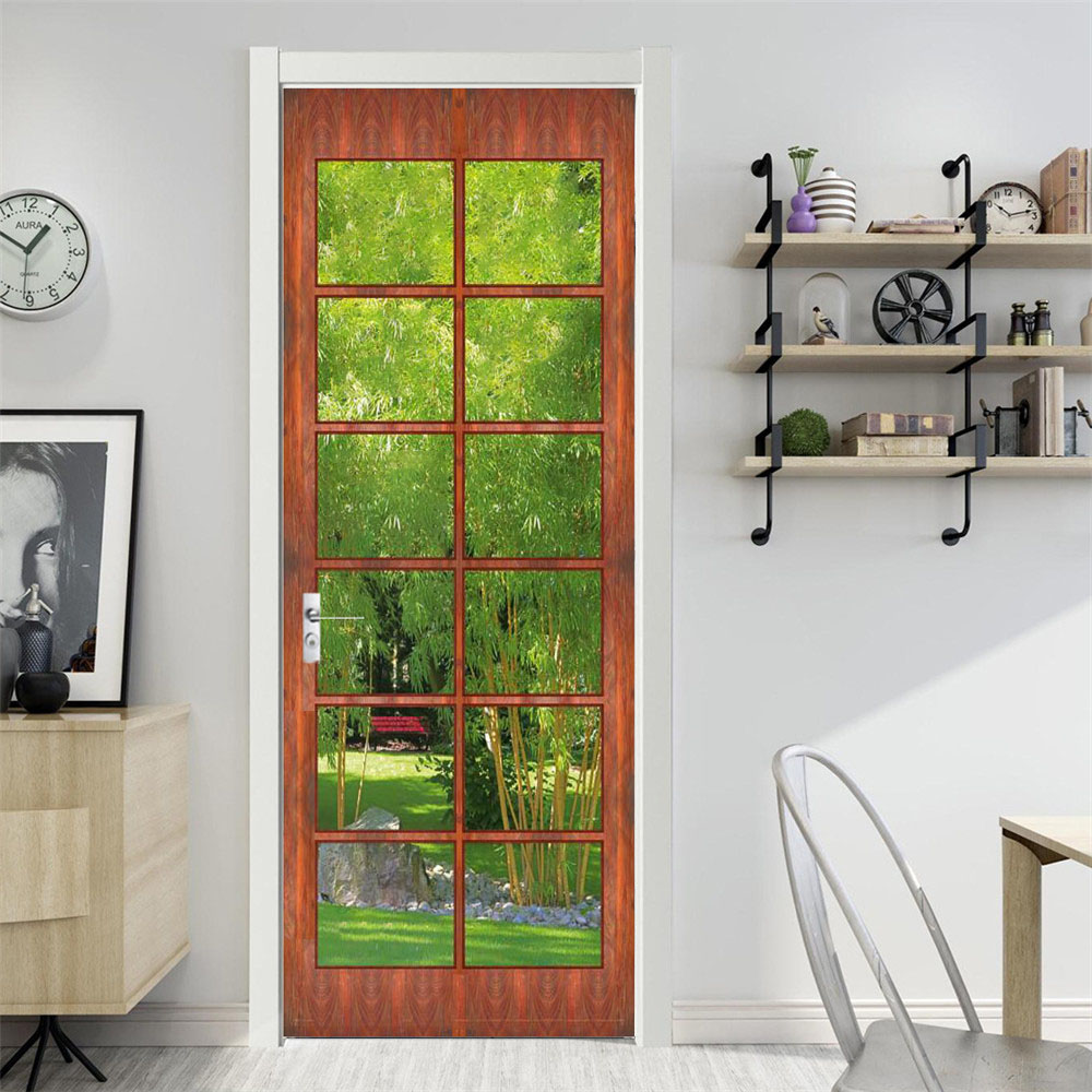 Glass Outside Landscape Door Stickers Beach Adhesive Mural Decoration ...