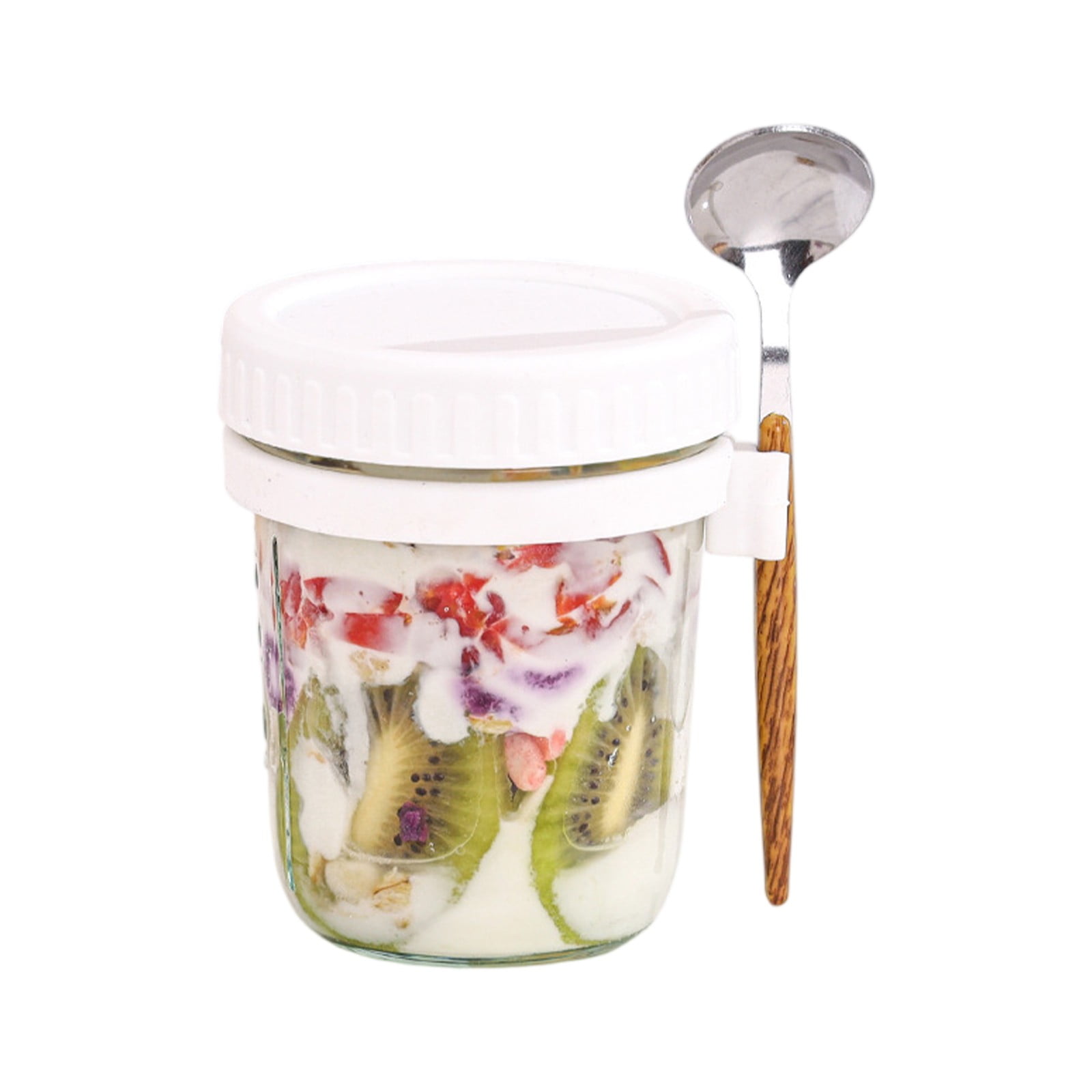 Glass Overnight Oats Containers with Lids and Spoon, 16oz Wide Mouth ...