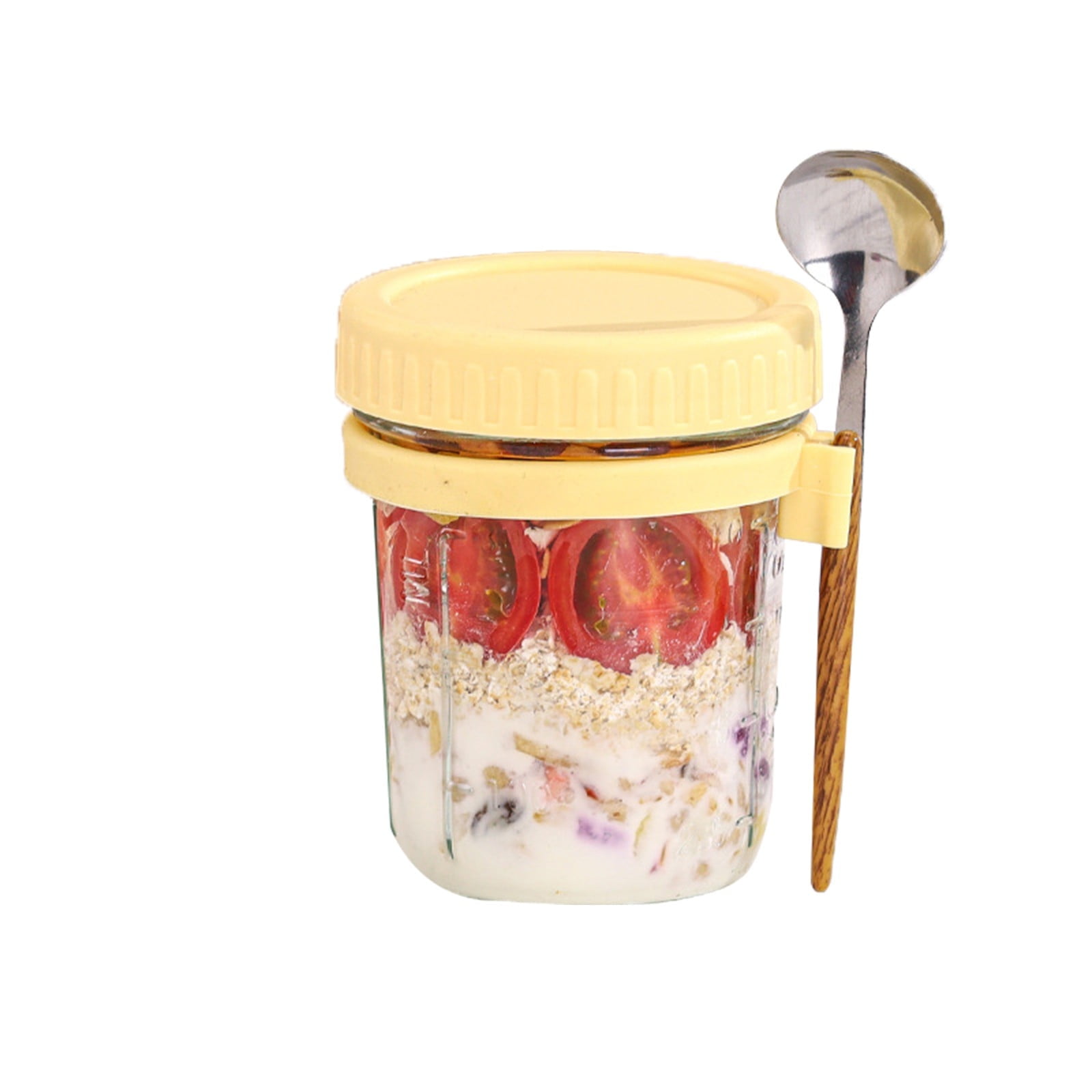 Glass Overnight Oats Containers with Lids and Spoon, 16oz Wide Mouth ...