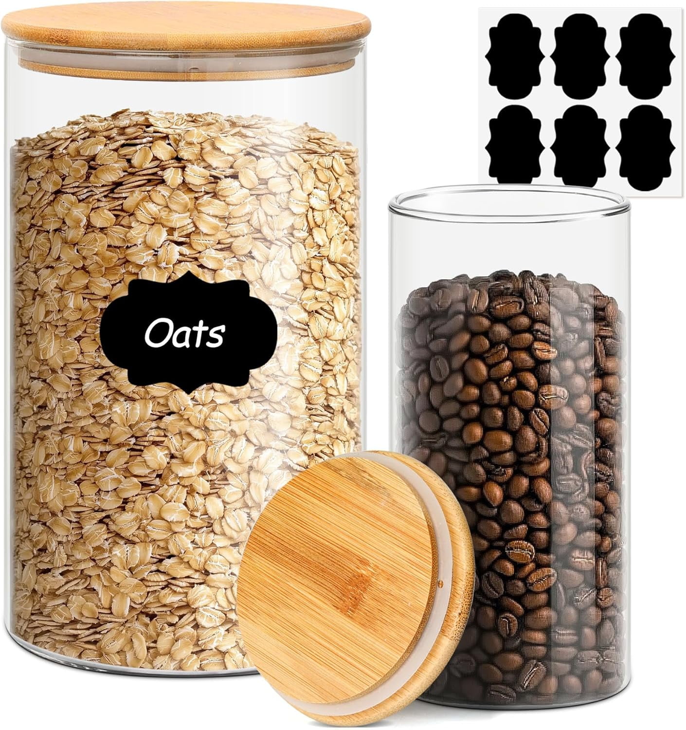 Glass Pantry Storage Containers, 148/51 oz Large Square Flour and Sugar ...