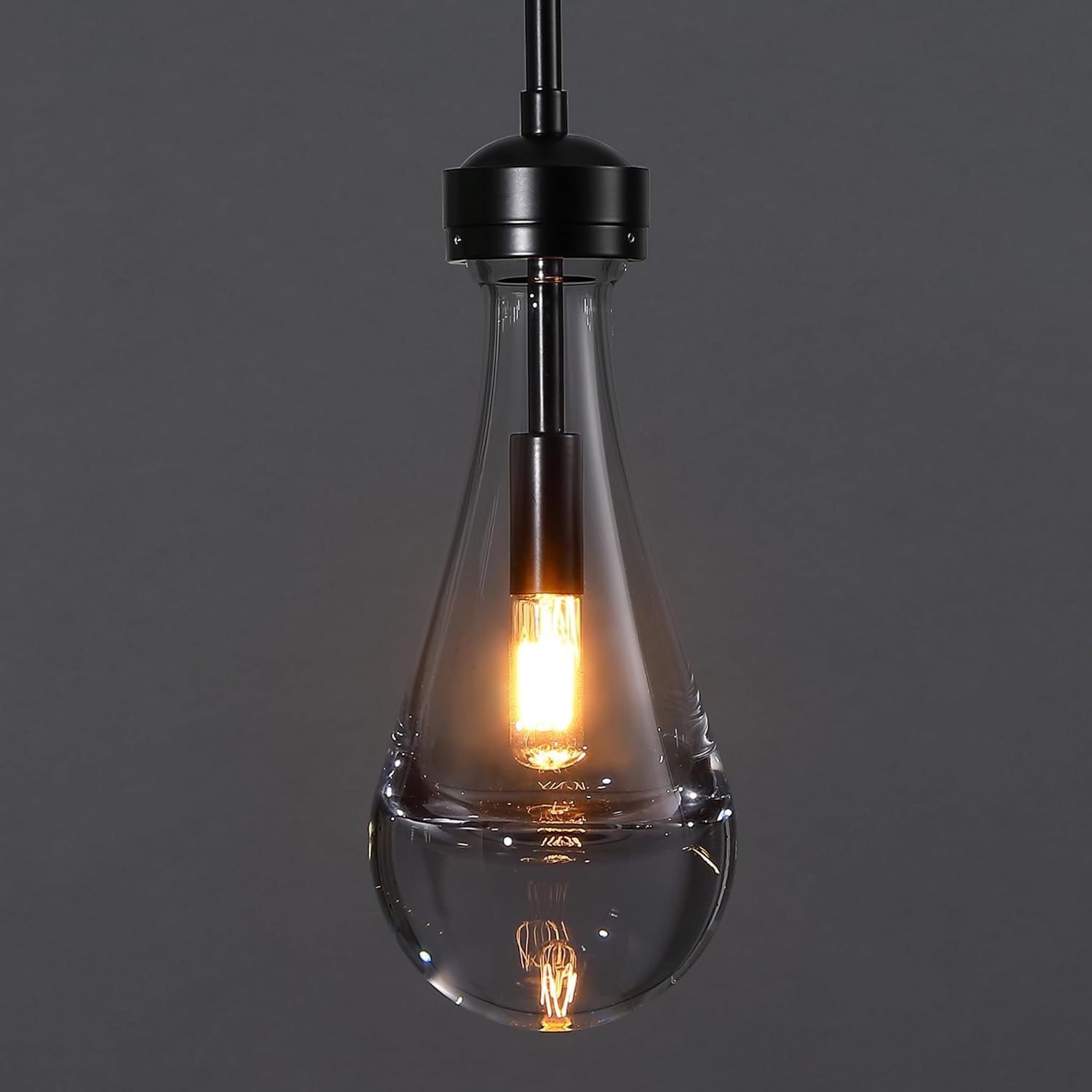 Glass Pendant Light Black, Hand-Blown Solid Glass Hanging Pendant Light ...