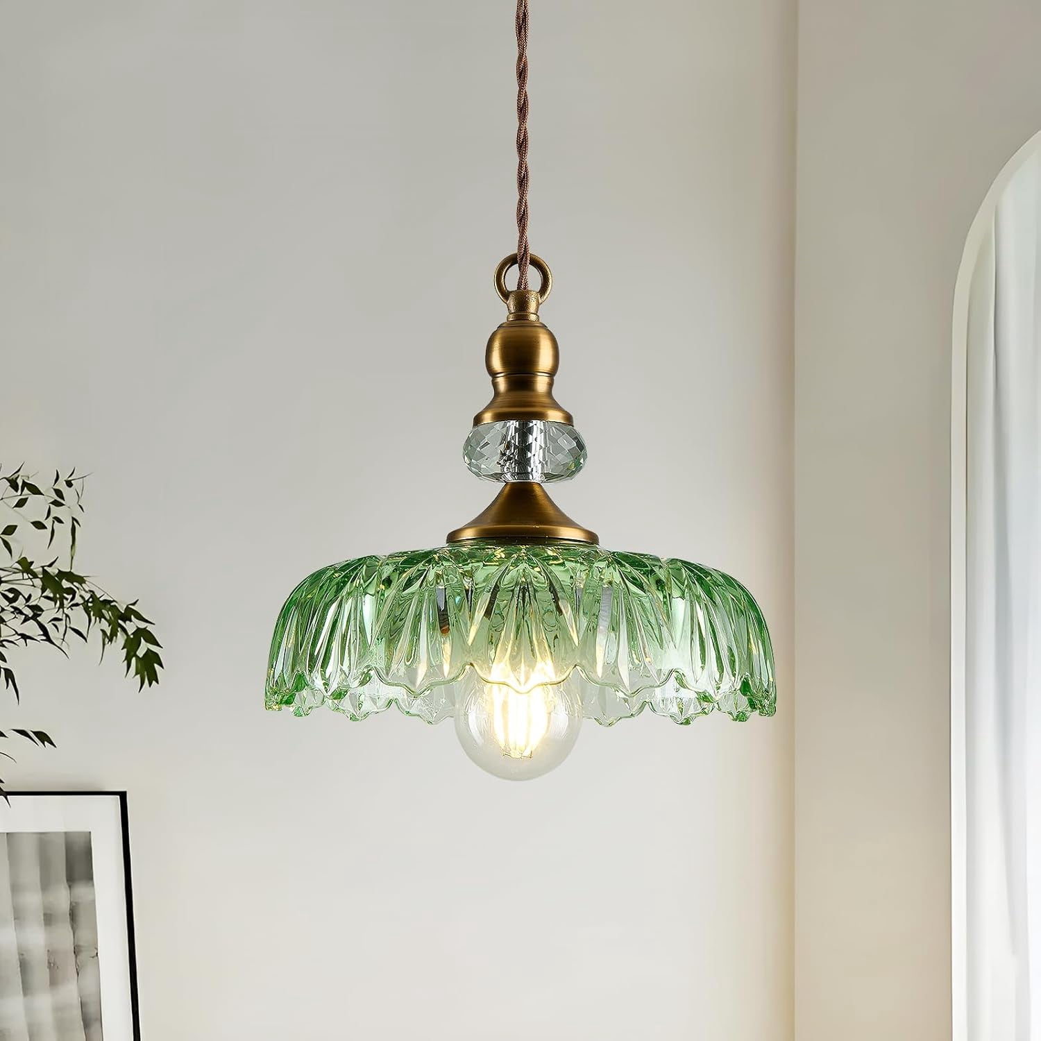 Glass Pendant Light Fixture Adjustable Chandelier Modern Ceiling Light ...