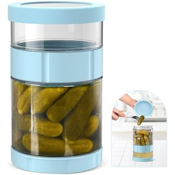 Glass Pickle Jar with Strainer Flip, 56oz Airtight Pickle Container ...
